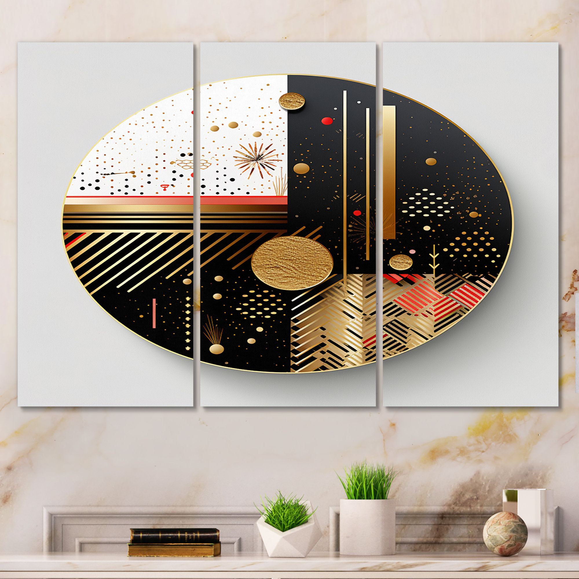 Latitude Run® Boho Chic Bliss Geometric Circle Art IV - 3 Piece Wrapped Canvas Print | Wayfair